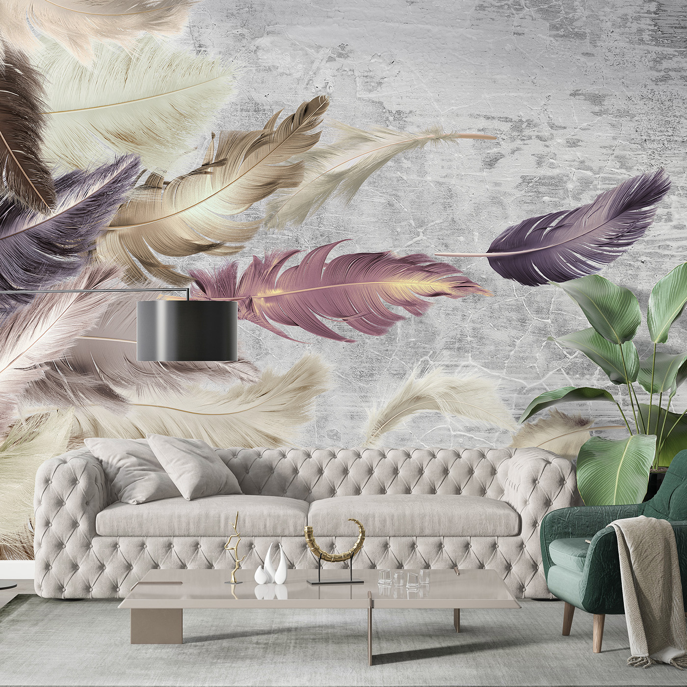 Купити шпалери Піря та листя за низькою ціною в інтернет магазині в Україні